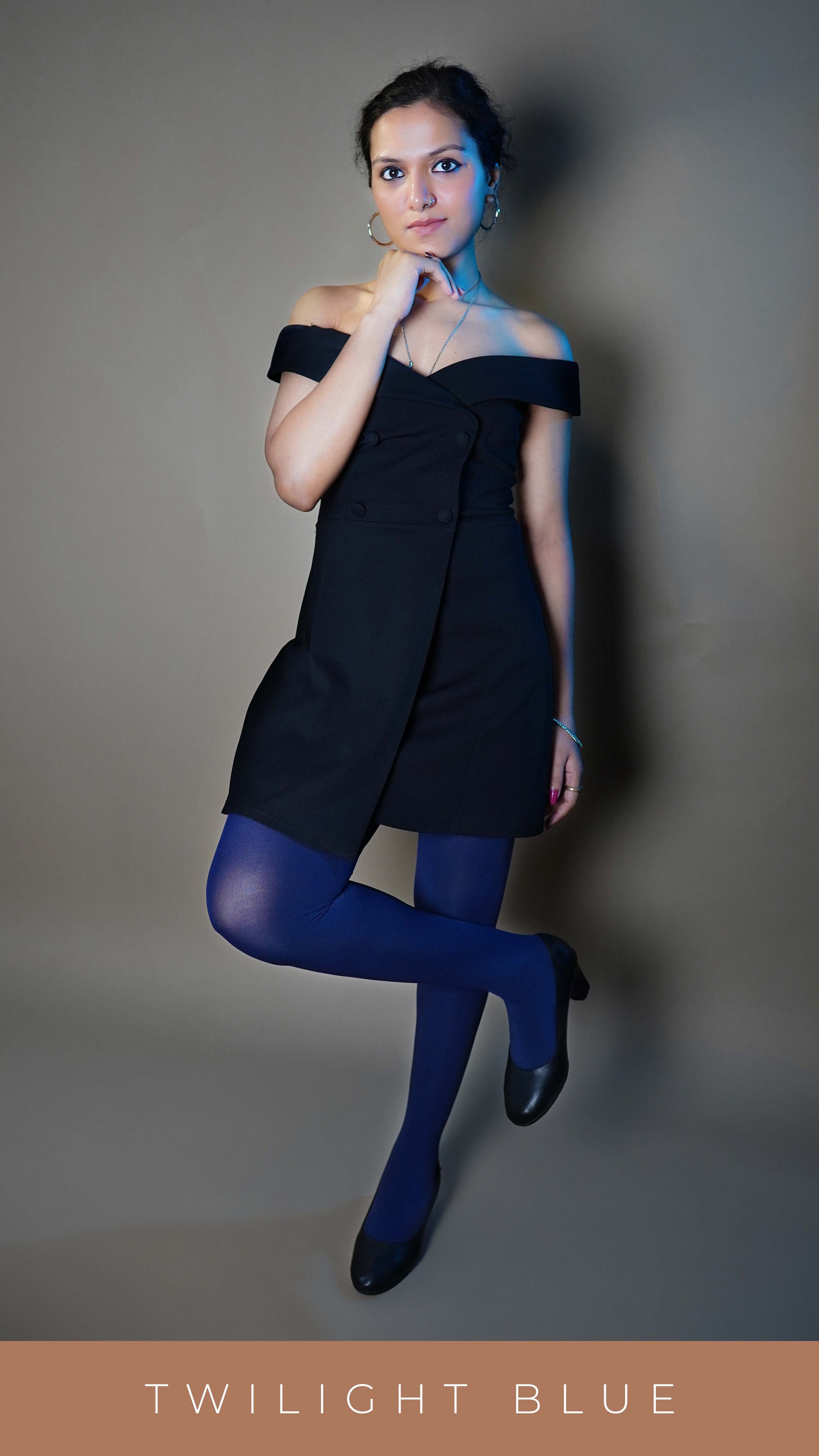 Stunning Semi-Opaque Dark Blue Tights - Tearproof & Comfy| Muselot
